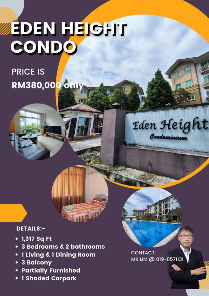 Eden Heights Condo (2F Corner) at Lorong Lapangan Terbang In Kuching ...